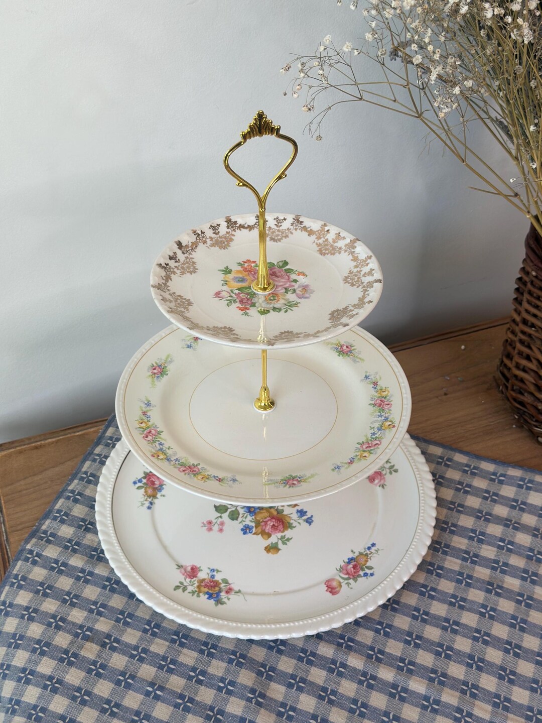 Vintage 3 Tiered China Dessert Stand | Floral Plate Tray for Tea Party ...