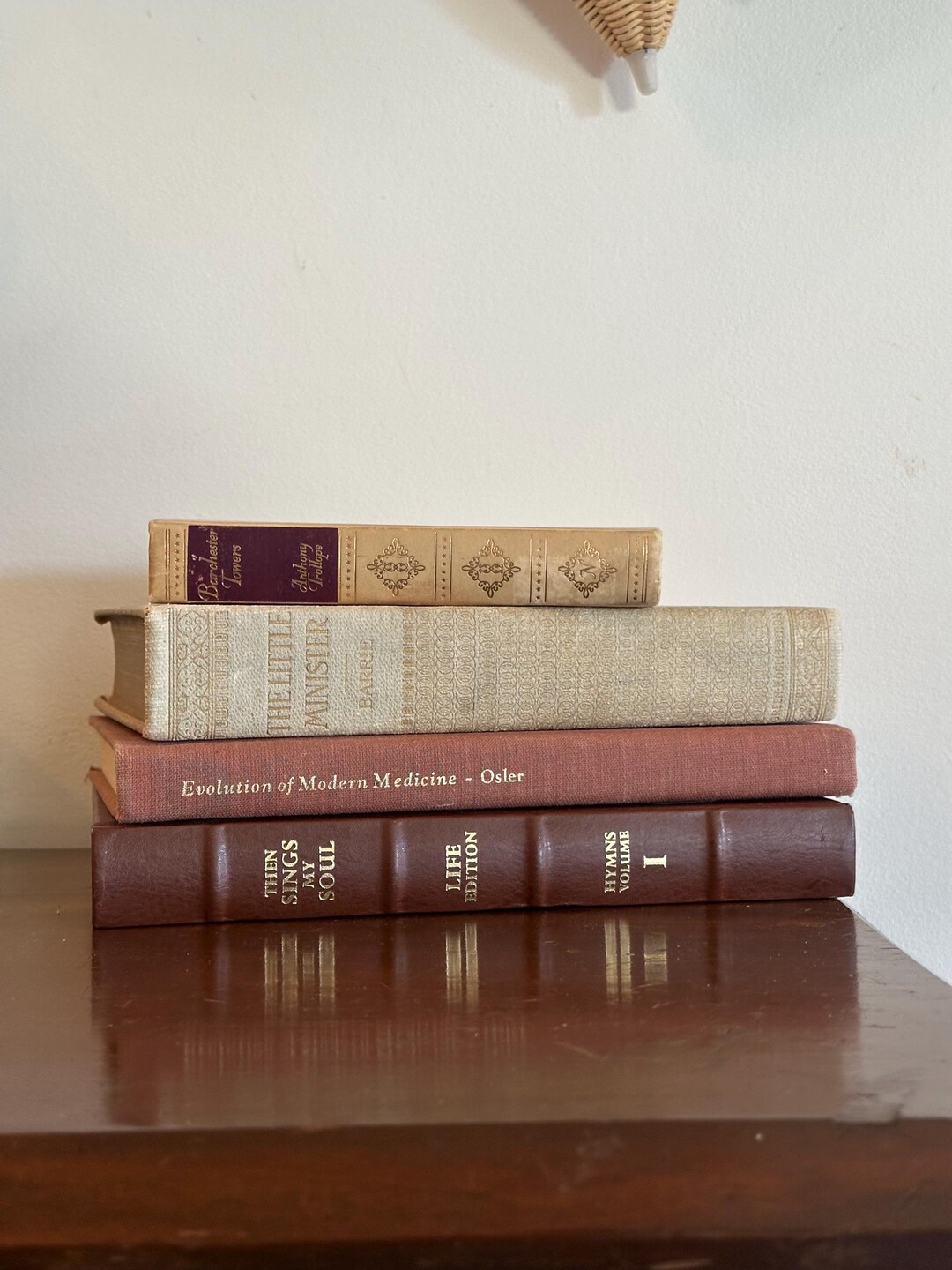Antique Vintage Red Book Stack, Shabby Chic Distressed Book Bundle ...