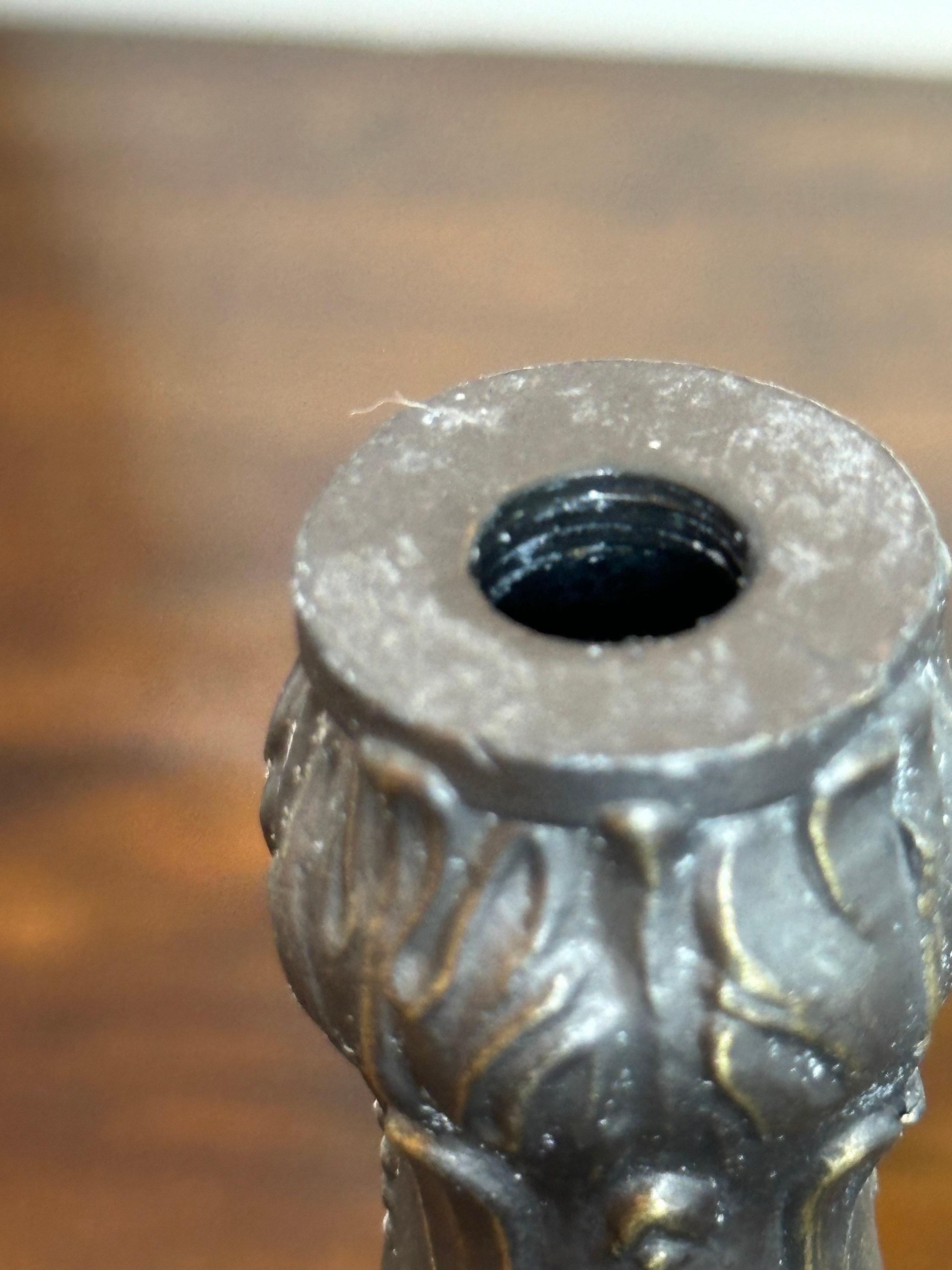 Antique Mini Lamp Base Part, L&LWMC 9877 White Metal Cast Flemish ...