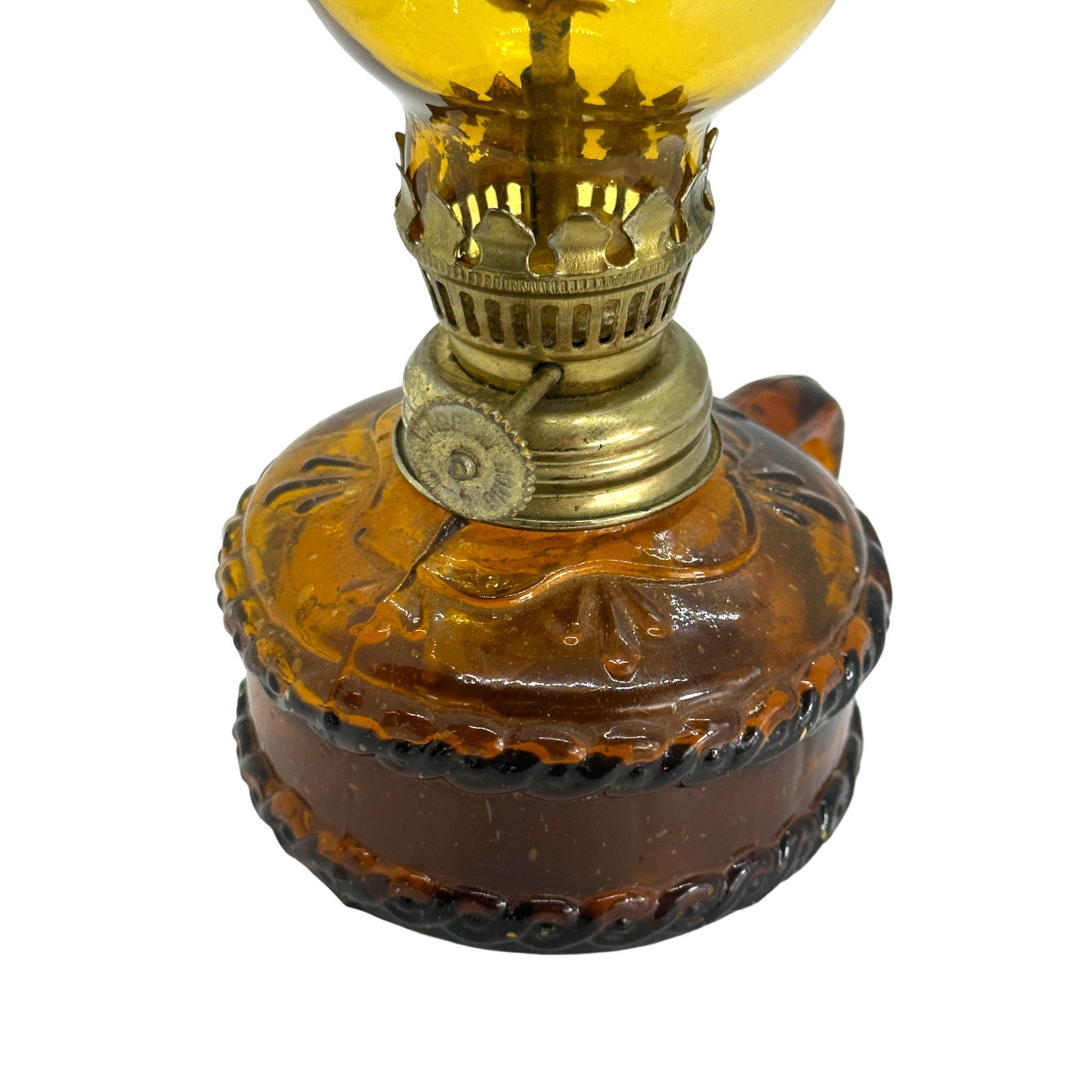 Vintage Mini Amber Glass Oil Lamp Miniature Kerosene Finger - Etsy