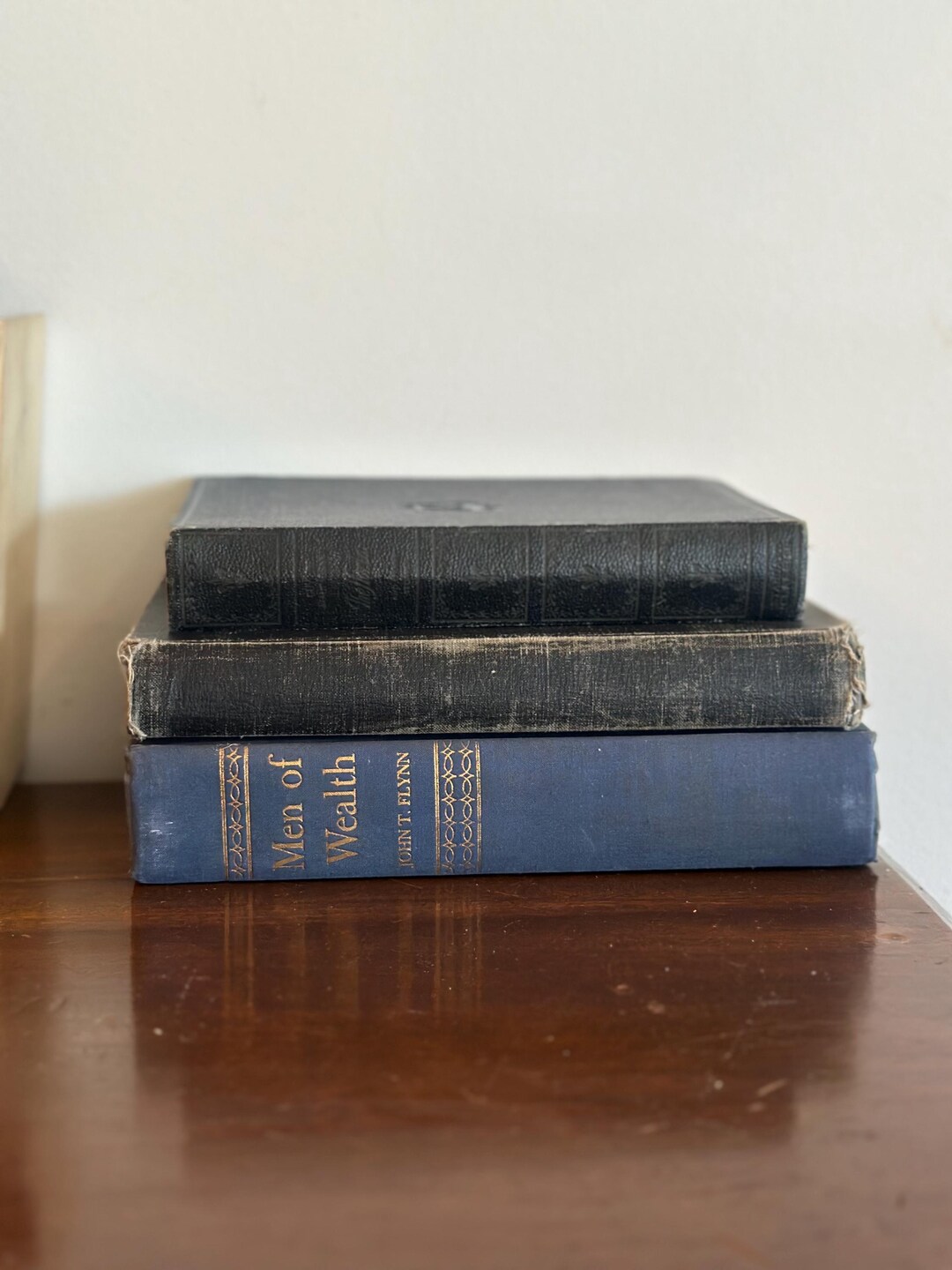 Antique Vintage Black Book Stack, Shabby Chic Distressed Book Bundle ...