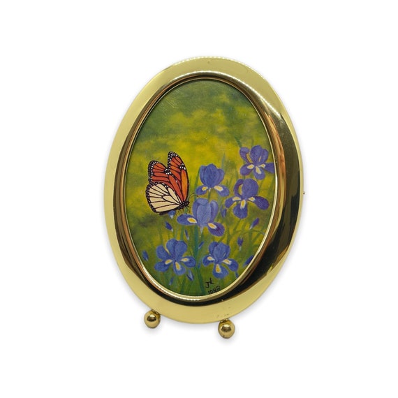 5x4 Solid Brass Oval Frame Butterfly Print Tiny Brass - Etsy