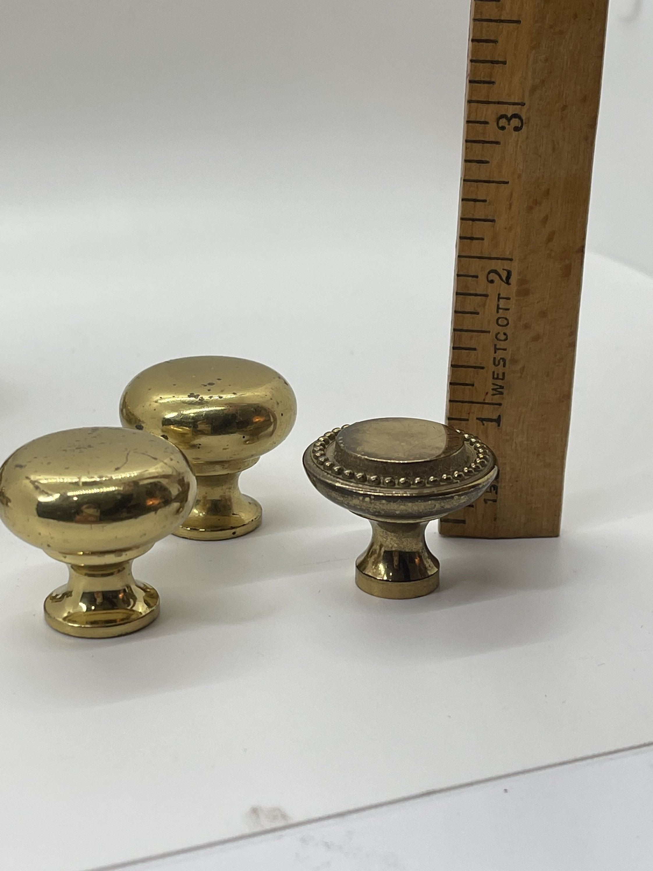 Vintage Solid Brass Round Furniture Knobs Pulls, Solid Brass Cupboard ...