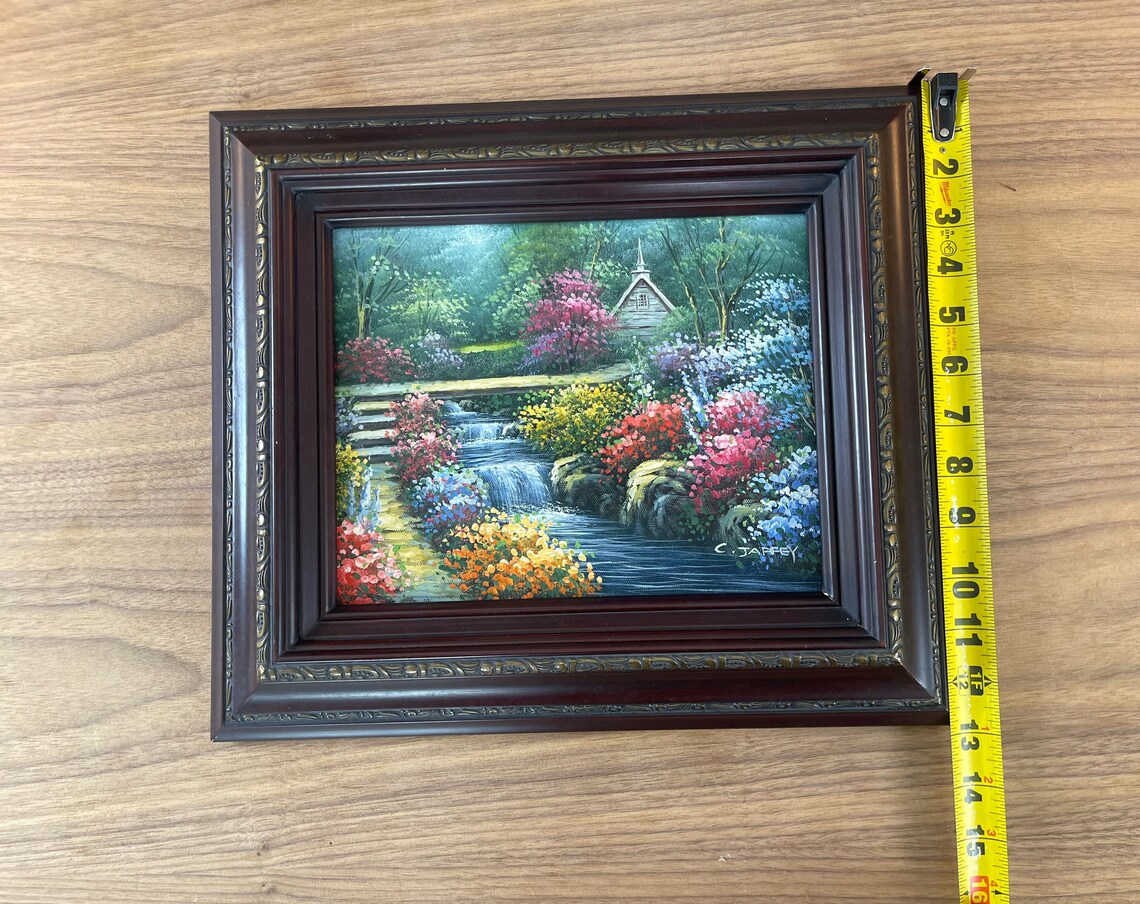 Rare C Jaffey Original Oil Painting Framed Waterfall Flower - Etsy