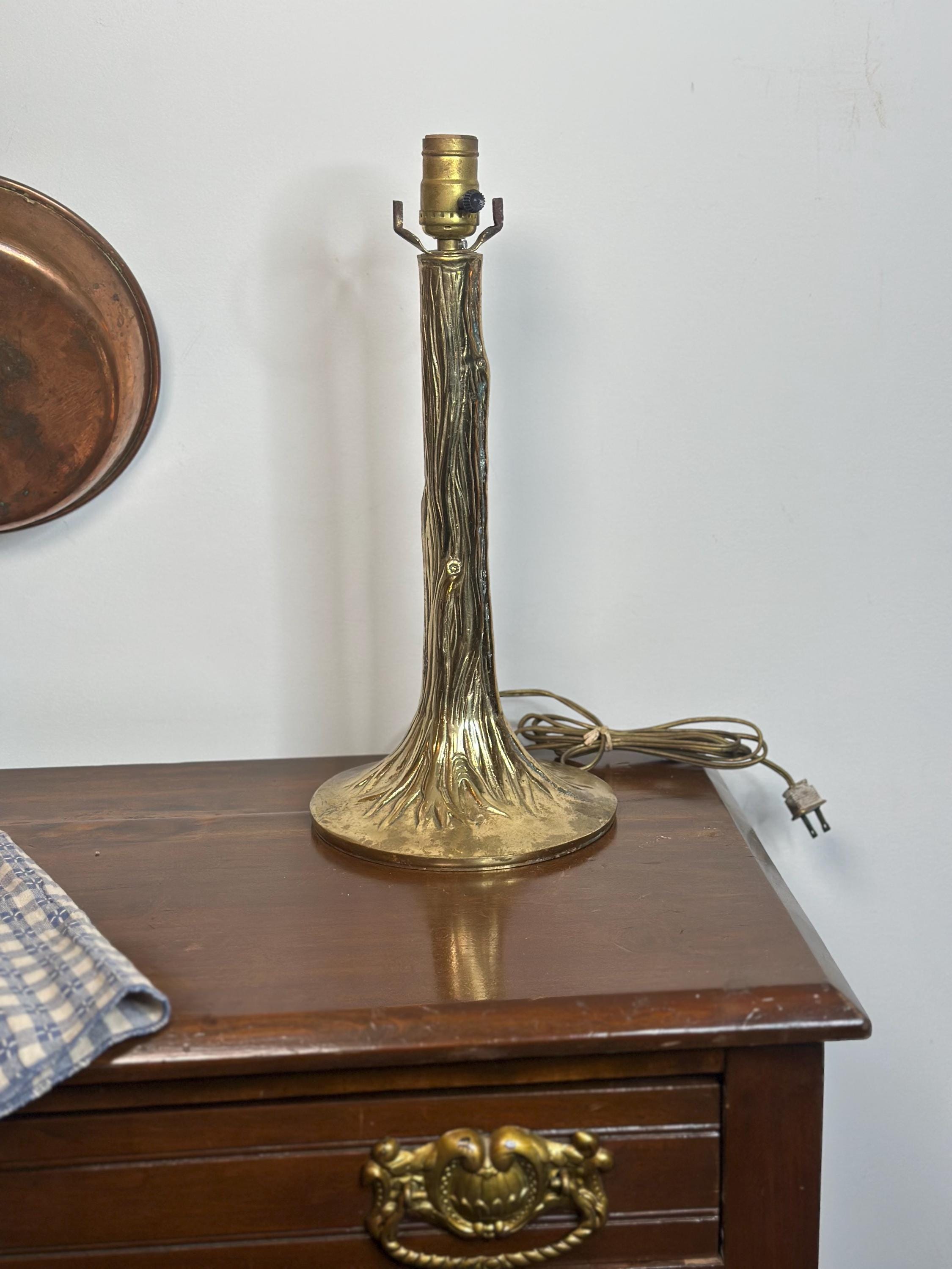 Vintage Tiffany Style Brass Tree Stump Lamp Base, Brass Table Lamp Base ...