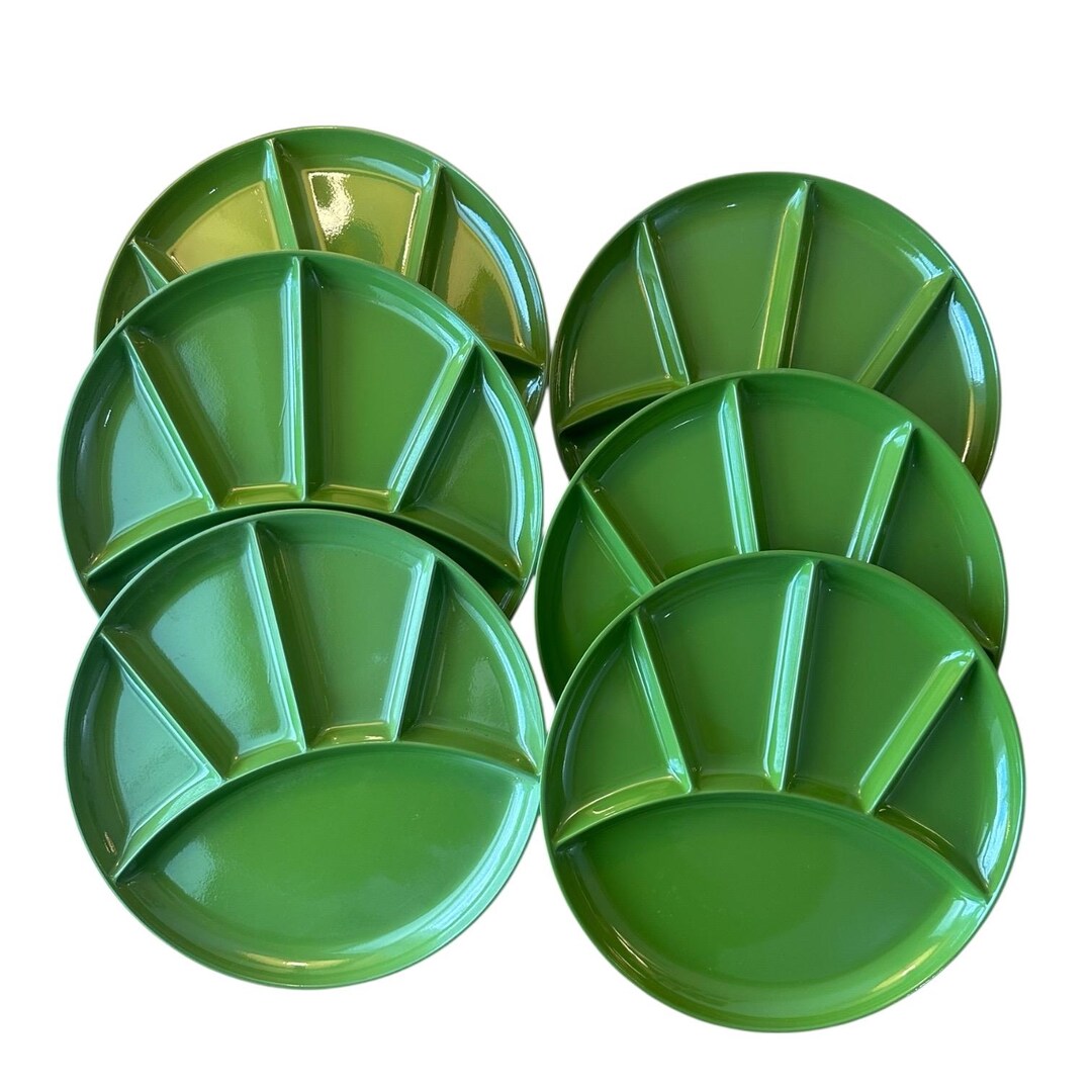 Set of 6 Vintage Green Divided Melmac Plates, Imperial Japan - Etsy