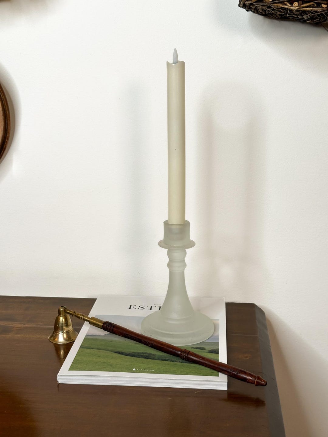 Vintage 6" Frosted Glass Tapered Candle Stick Holder, Glass Candle ...