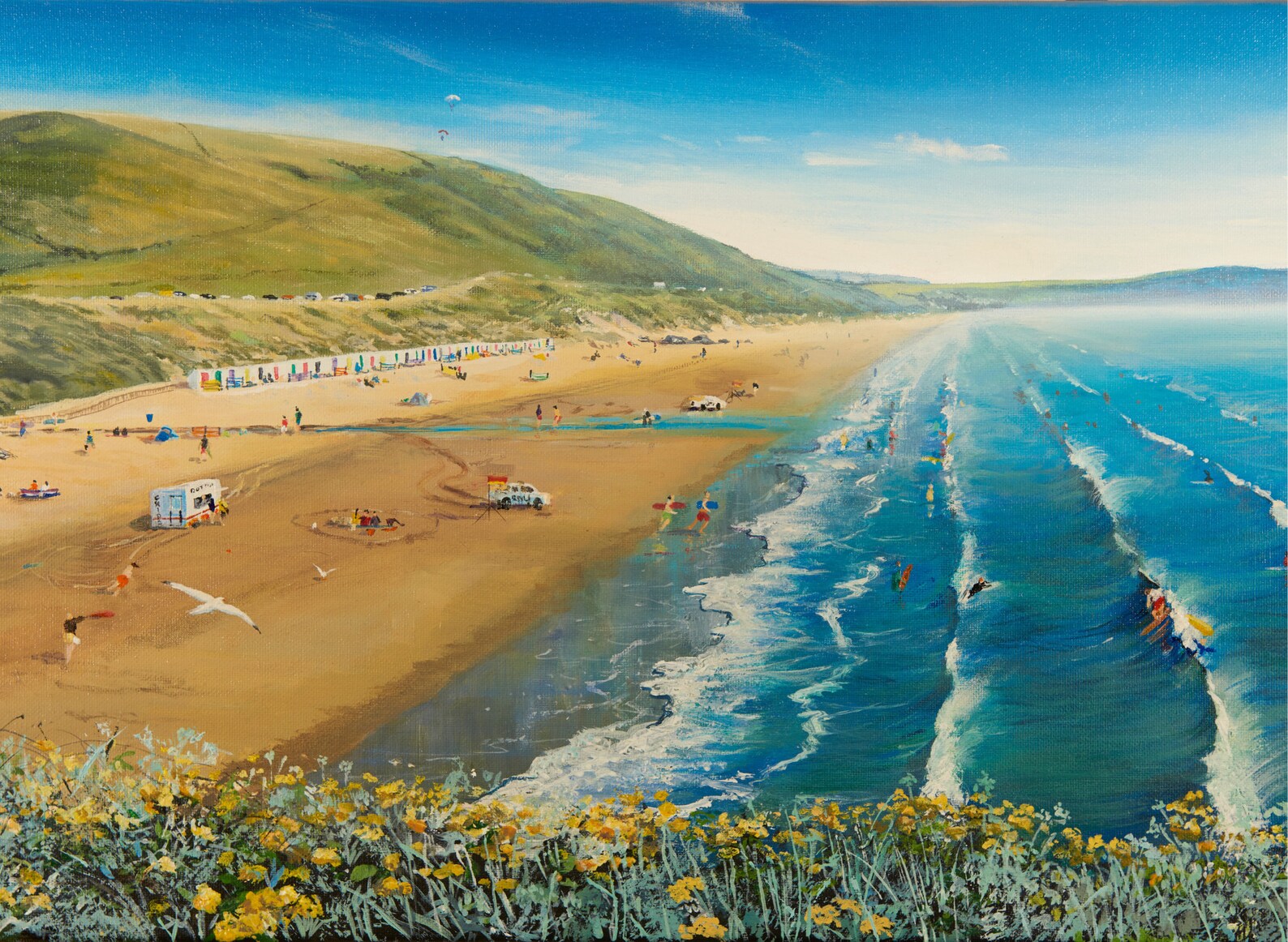 DEVON WALL ART. Beautiful Woolacombe Landscape. Oil on Canvas. Stunning ...