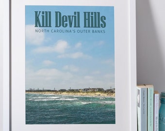 Kitty Hawk Outer Banks Travel Poster Kitty Hawk NC OBX Retro Travel Art ...