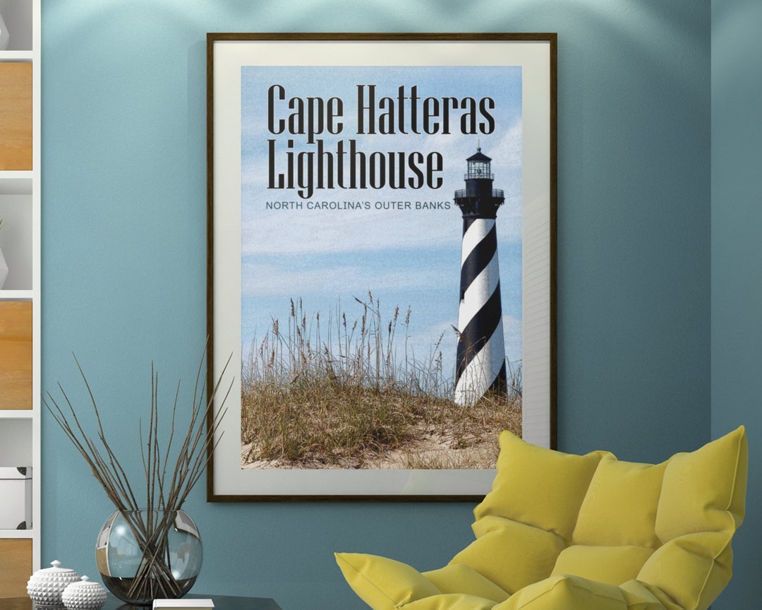 Cape Hatteras Lighthouse - Outer Banks Travel Poster - Hatteras Island ...