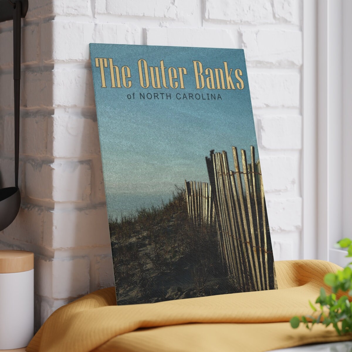 Outer Banks - Glass Cutting Board - Vintage OBX Travel Poster Design ...