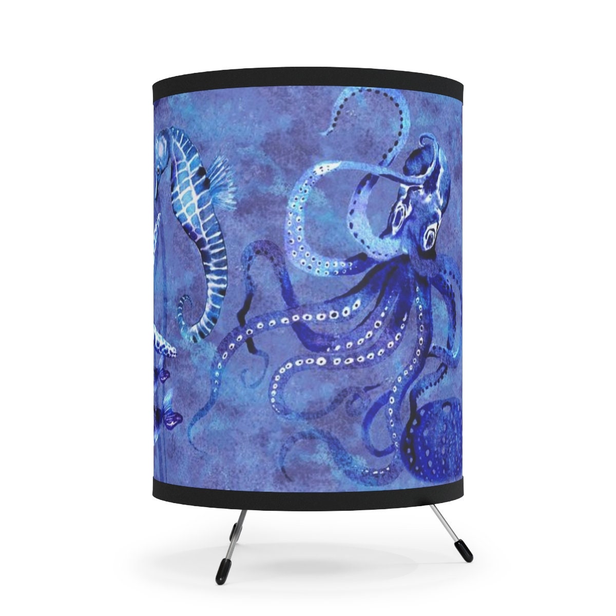 Underwater Fantasy - Tripod Lamp - Ocean Sea Animals Funky Watercolor ...