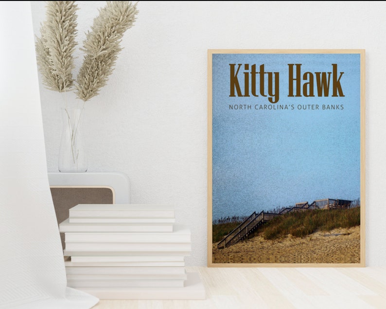 Kitty Hawk - Outer Banks Travel Poster - Kitty Hawk NC OBX - Retro ...