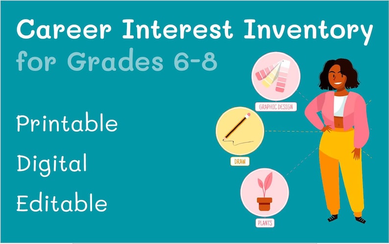 Editable Career Interest Survey/inventory for Middle School Students ...