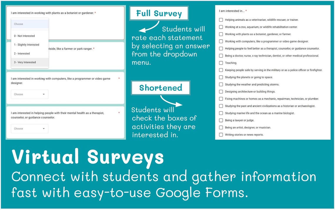 Editable Career Interest Survey/inventory for Middle School Students ...