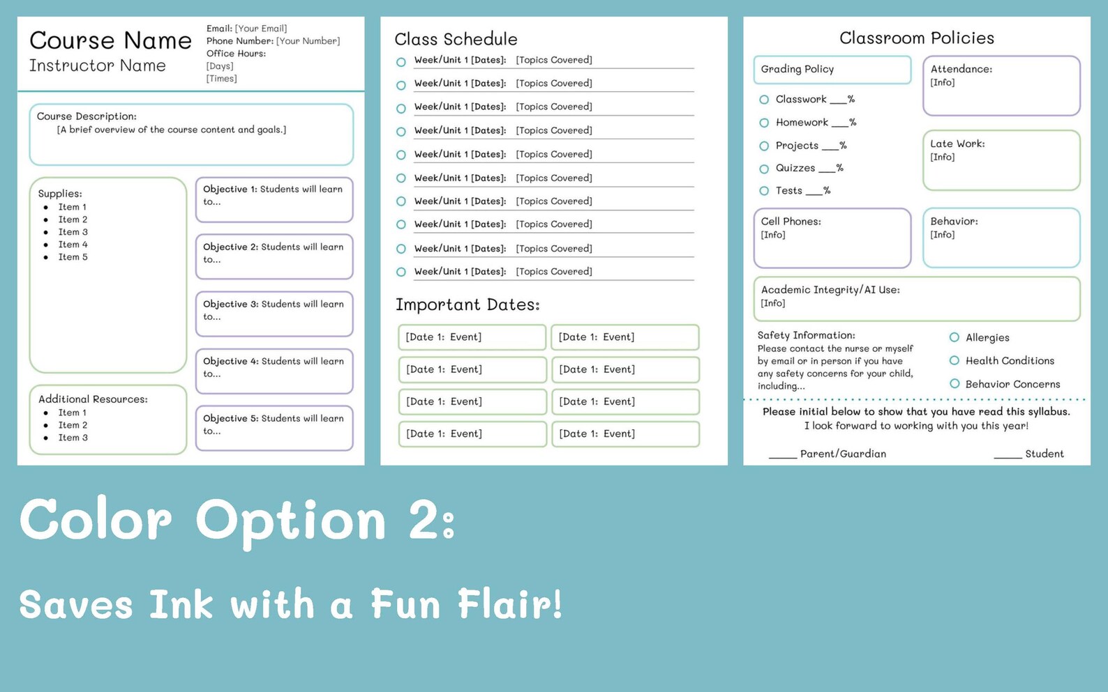 Editable Teacher Syllabus Template for Elementary, Middle, and High ...