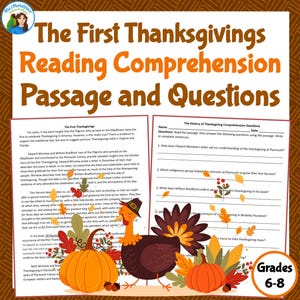 History of the First Thanksgiving Reading Comprehension Passages ...