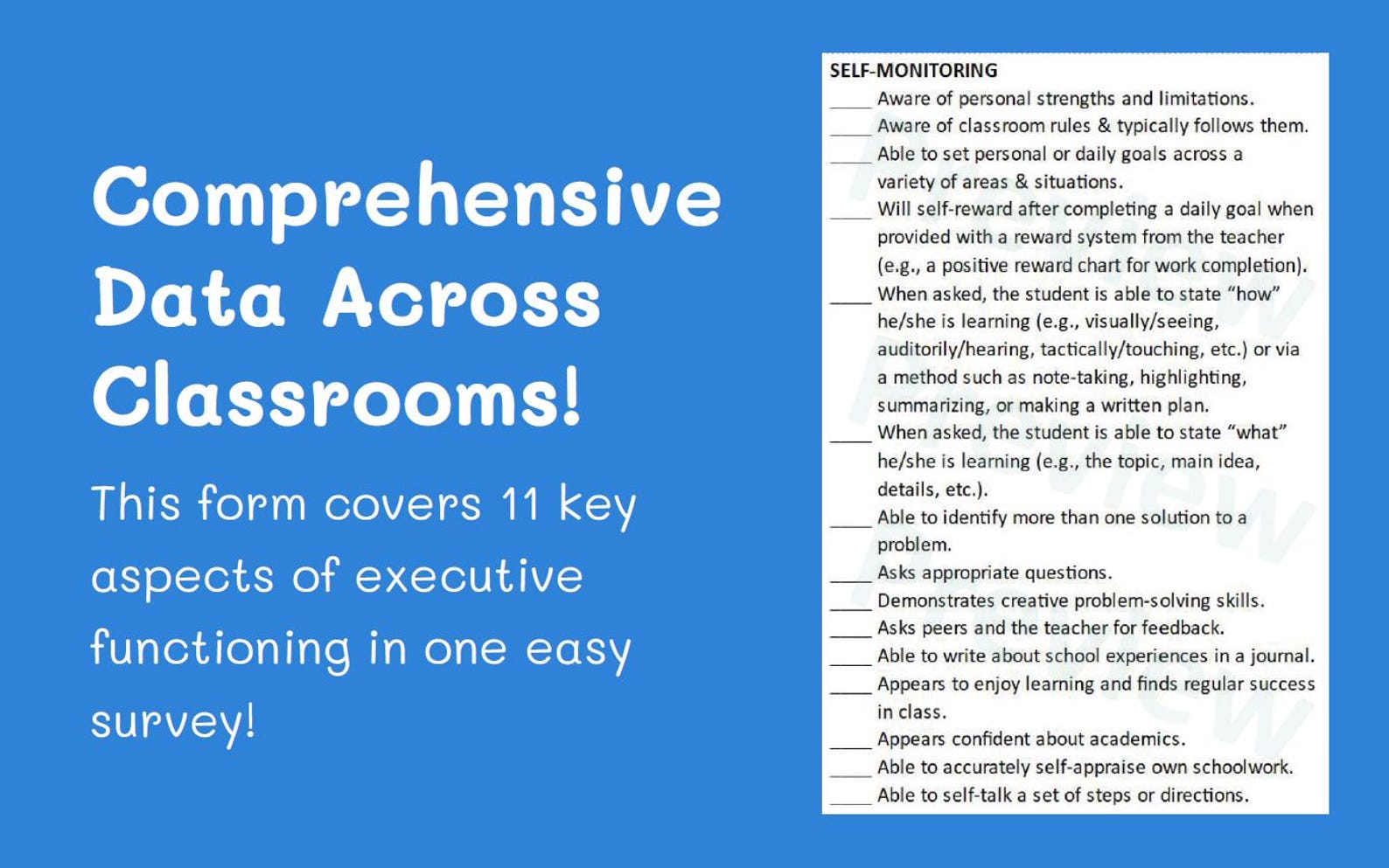 Editable Executive Functioning Teacher Input Form: IEP Data Collection ...