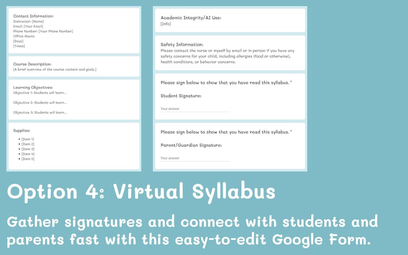 Editable Teacher Syllabus Template for Elementary, Middle, and High ...