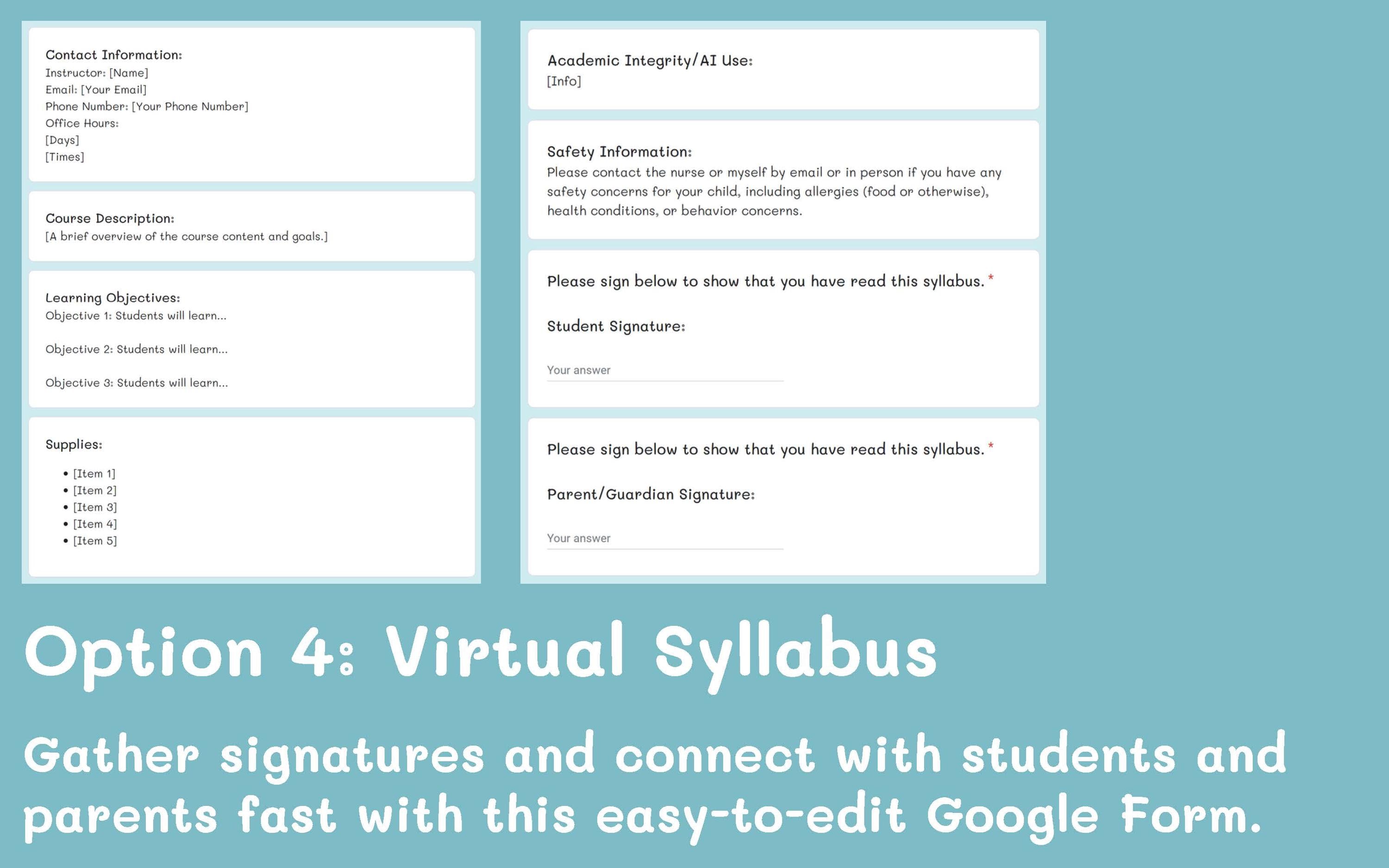Editable Teacher Syllabus Template for Elementary, Middle, and High ...
