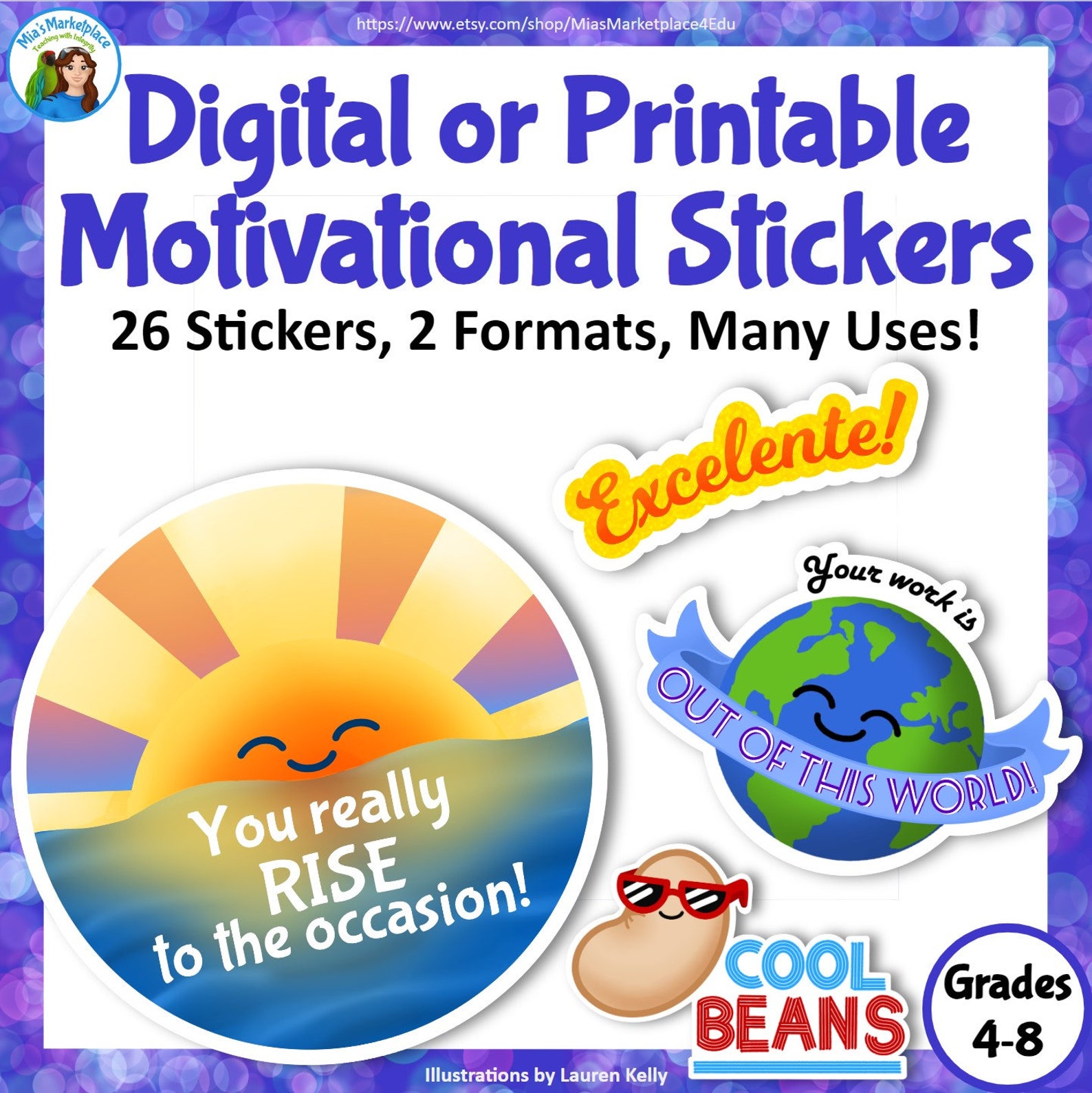 Digital and Printable Motivational Sticker Set 2: Upper Elementary and ...