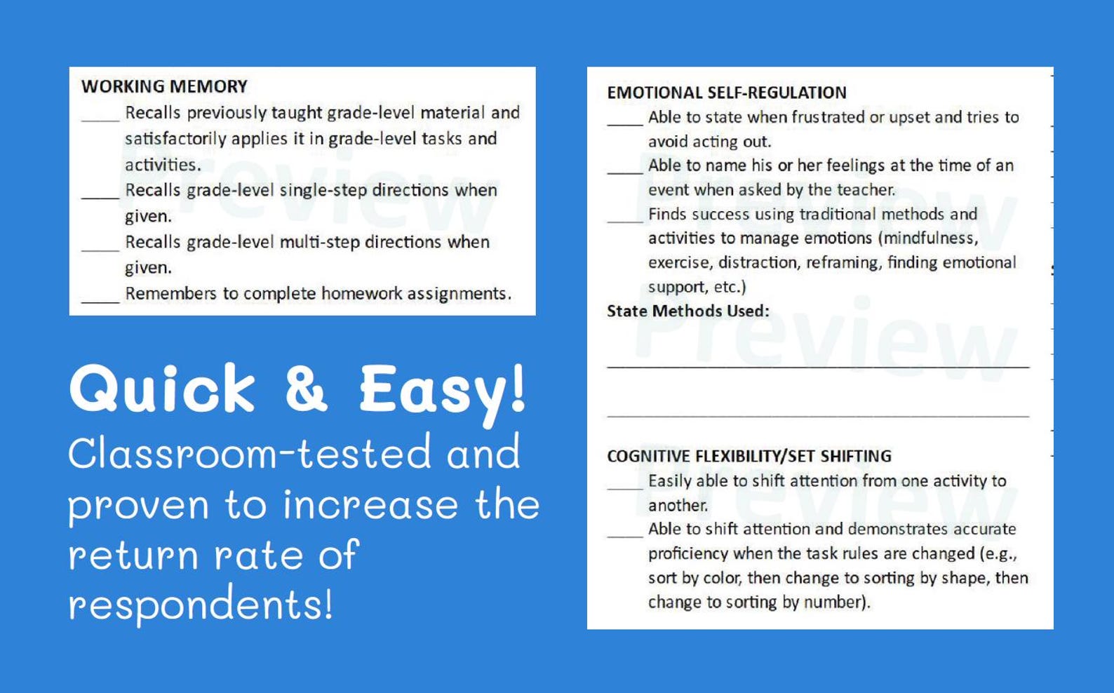 Editable Executive Functioning Teacher Input Form: IEP Data Collection ...