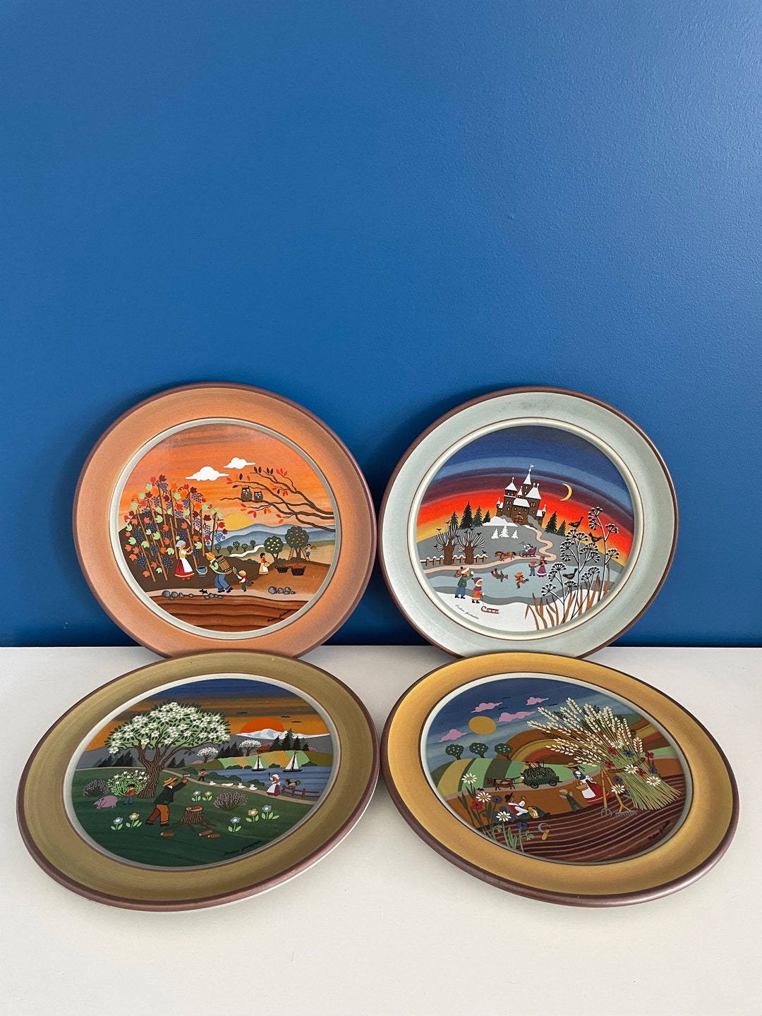 Set of 4 Decorative 4 Seasons Ceramic Plates - Etsy
