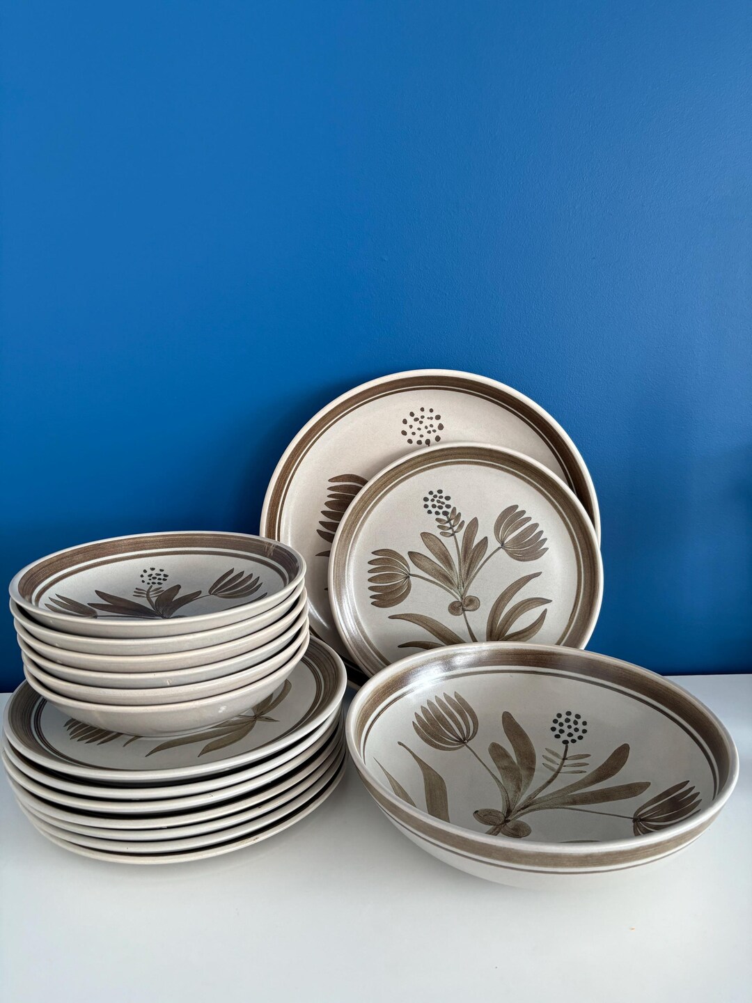 Longchamp Tableware Set Brown Flower Model / Deep Plates and Flat ...