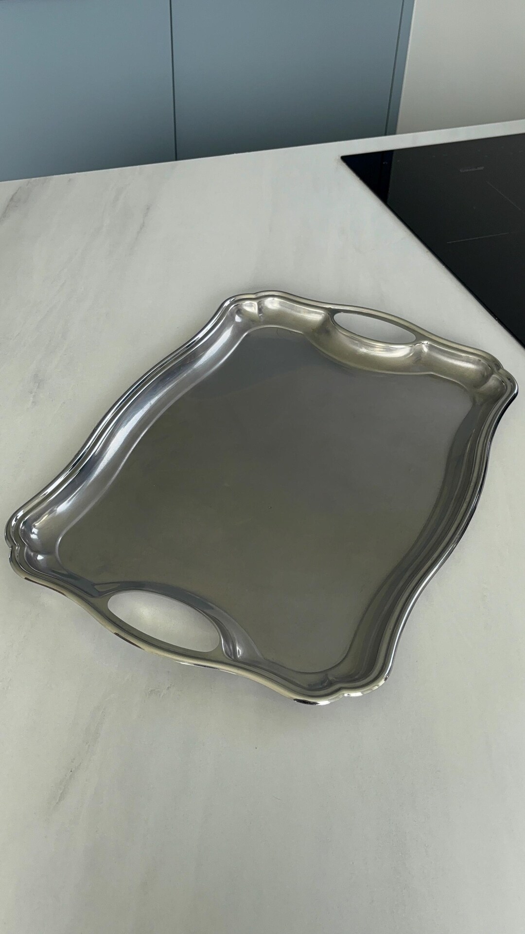 Plateau De Service En Inox – Plat Métal Argenté Vintage Design Français ...
