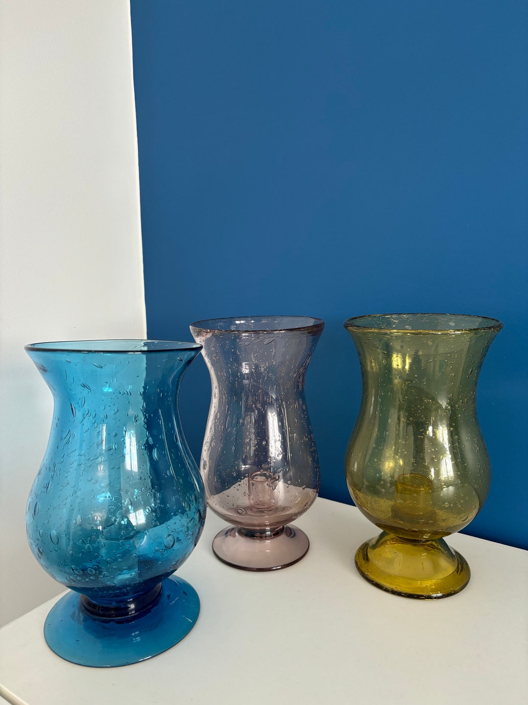 Biot Bubbled Glass Candle Holder Vintage Bubbled Glass Tealight Biot ...