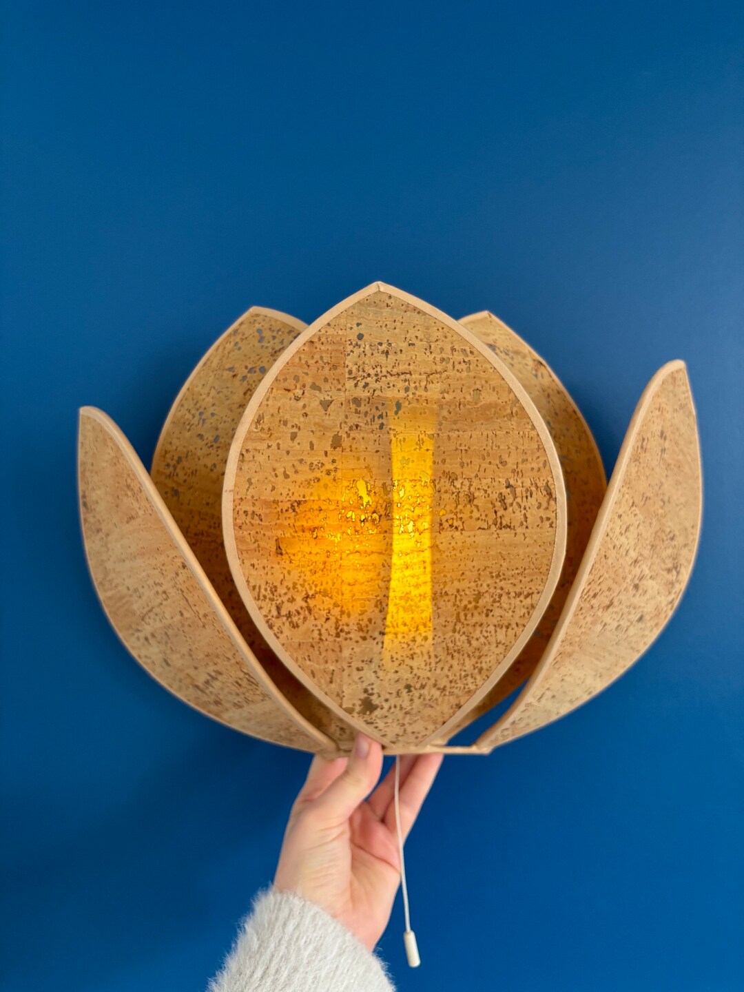 Vintage Cork Effect Lotus Flower Wall Light - Etsy