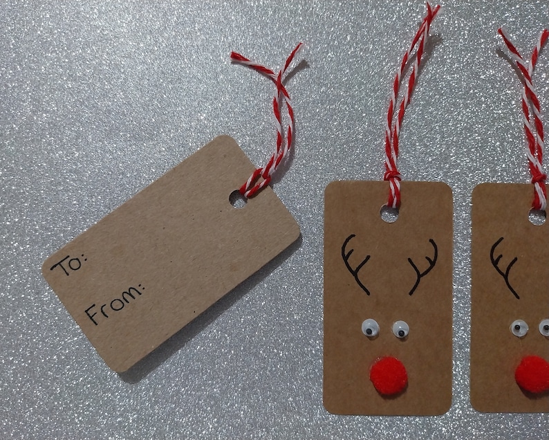Handmade Reindeer Gift Tags Pack of 10 - Etsy