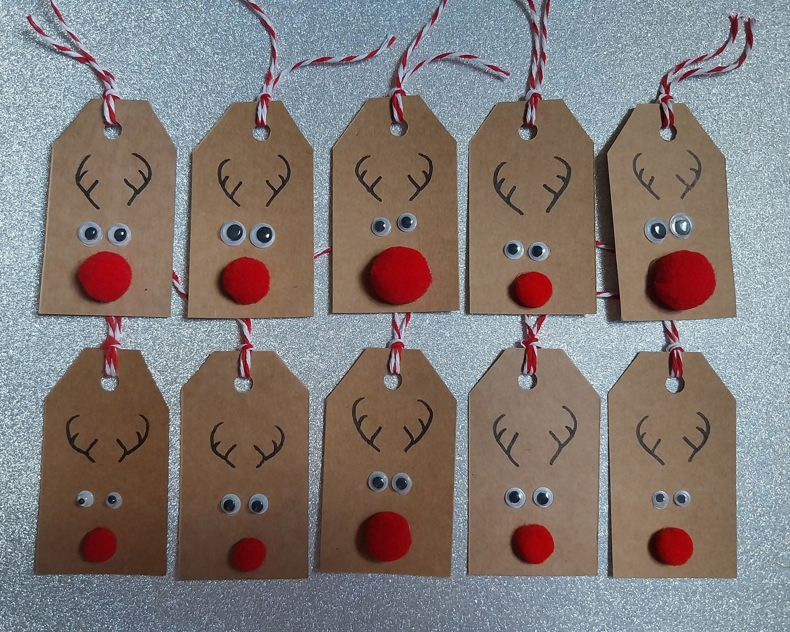 Handmade Reindeer Gift Tags Pack of 10 - Etsy UK