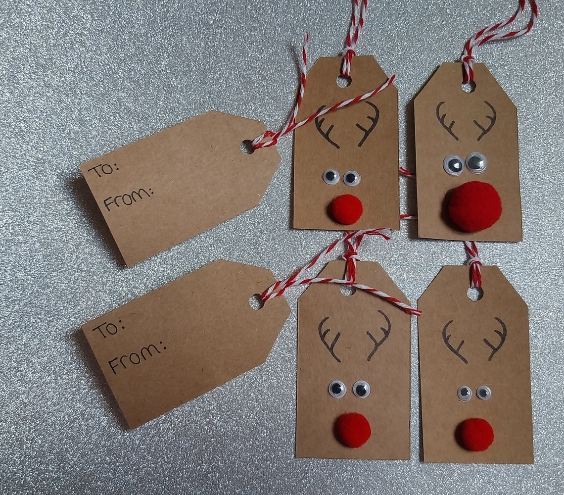Handmade Reindeer Gift Tags Pack of 10 - Etsy UK