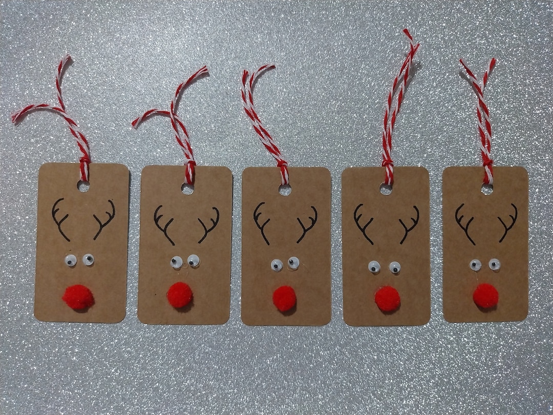 Handmade Reindeer Gift Tags Pack of 10 - Etsy