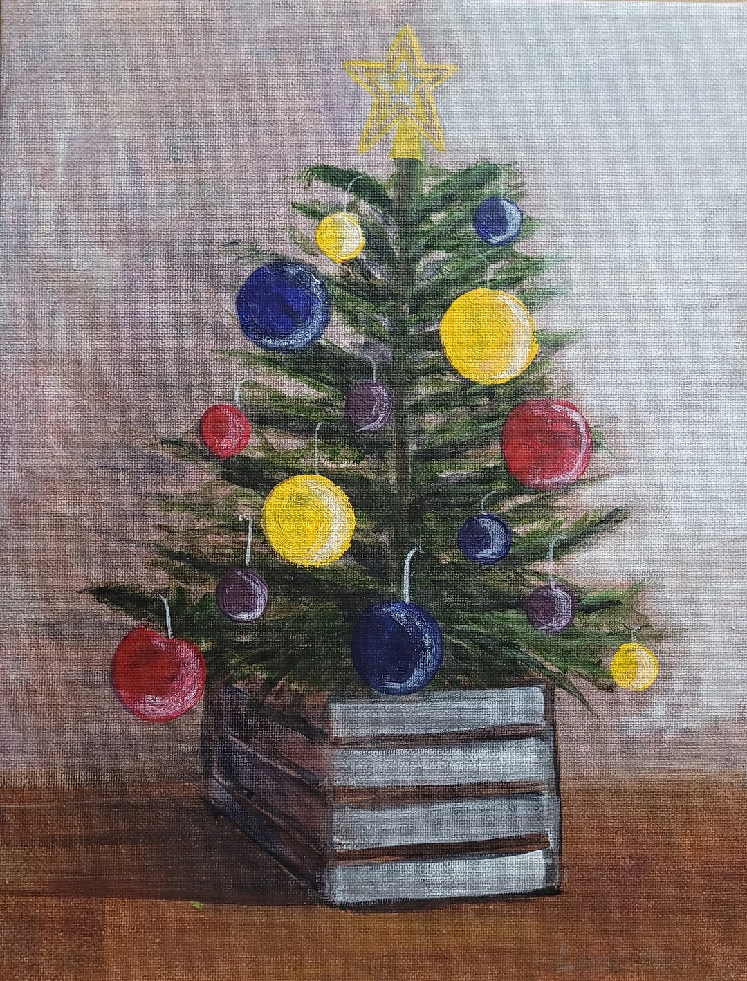 Christmas Tree in a Box. Original on Gallery-wrapped Canvas. - Etsy