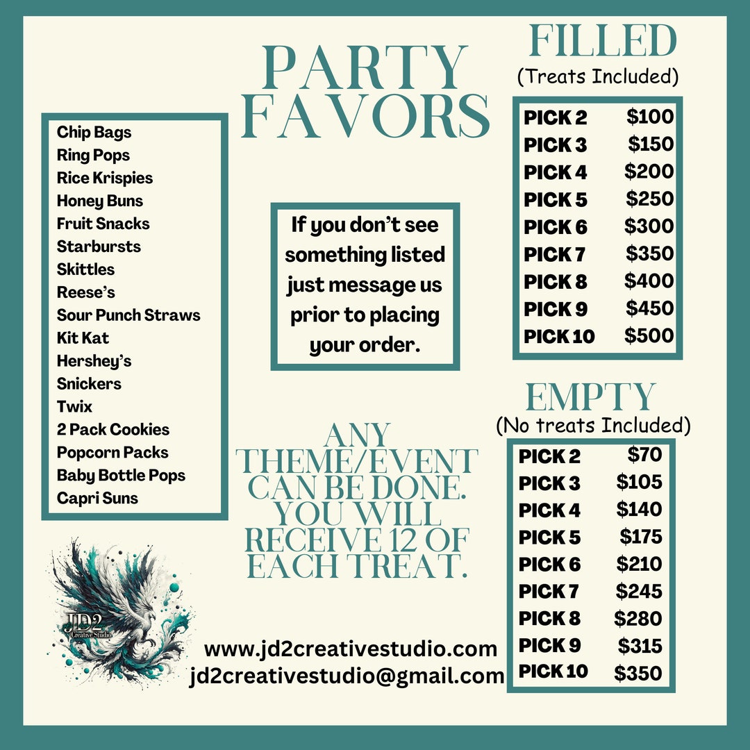 Custom Party Favors, Custom Party Treats, Custom Chip Bags, Juice Pouch ...