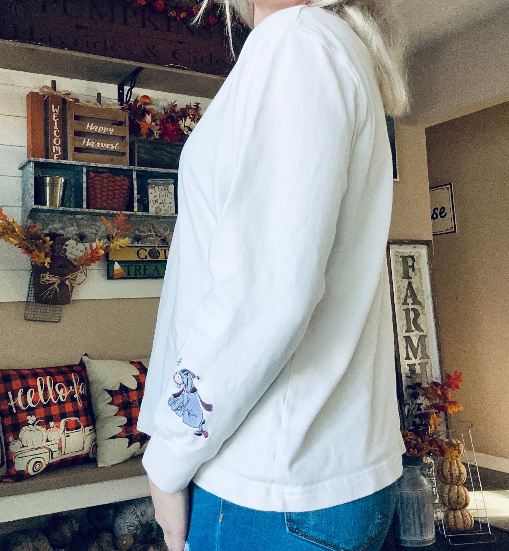 Vintage Disney’s Winnie the Pooh Eeyore Snowflake Long Sleeve Winter T ...