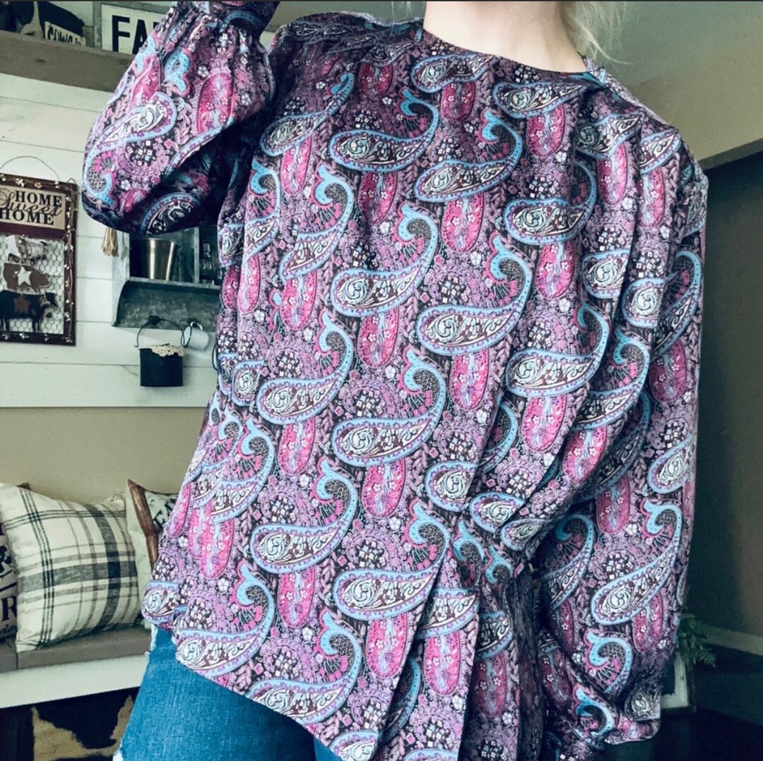 Vintage Tess Paris Milano Purple/pink Paisley Printed Button Back ...