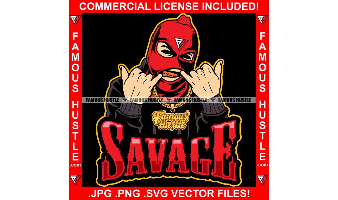 Savage Famous Hustle Gangster Ski Mask Showing Gold Teeth Mafia Boss ...