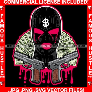 Gangster Ski Mask Blood Dripping Bloody Drip Hustle Boss Money Hip Hop ...