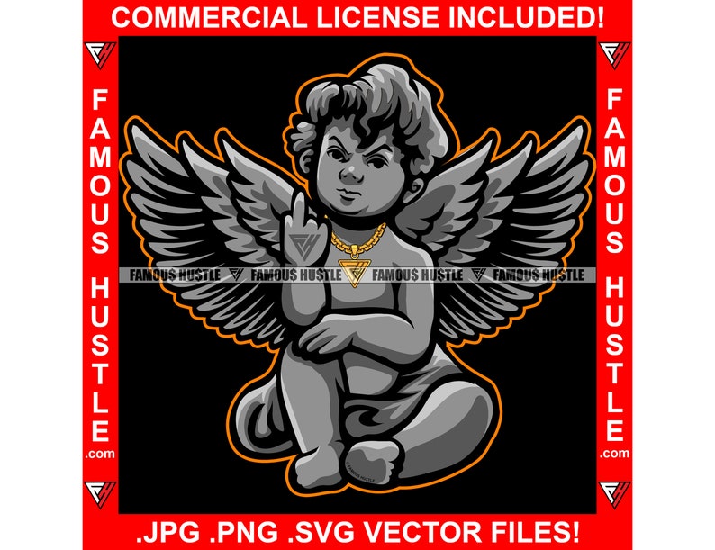 Gangster Angel Statue Showing Middle Finger Boss Plug Savage Thug Wings ...