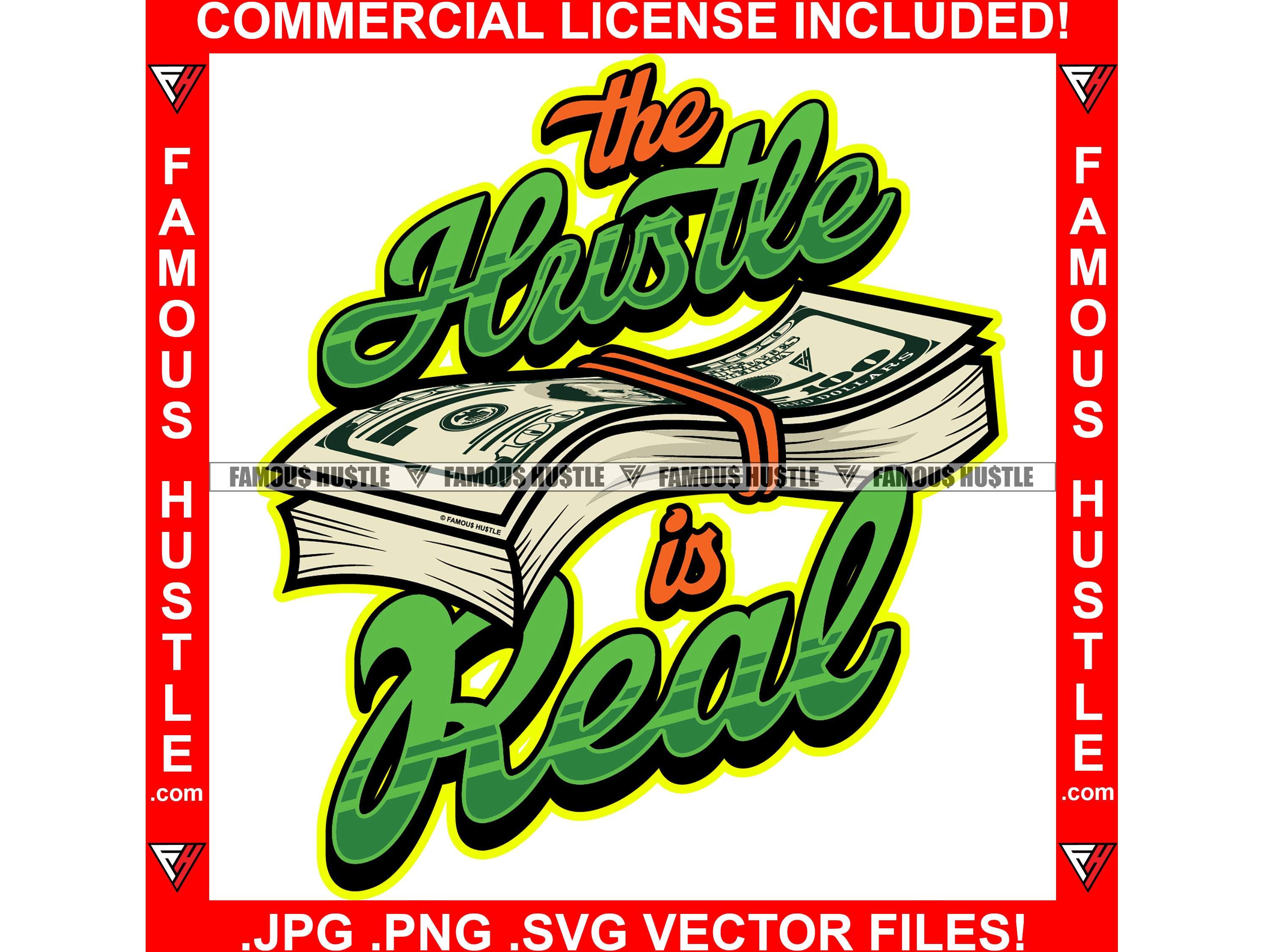 The Hustle is Real Money Stack Trap Plug Mafia Boss Savage Gangster ...