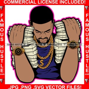 Famous Hustle Gangster Rapper Huge Money Stacks Wearing Gold Chain Trap ...