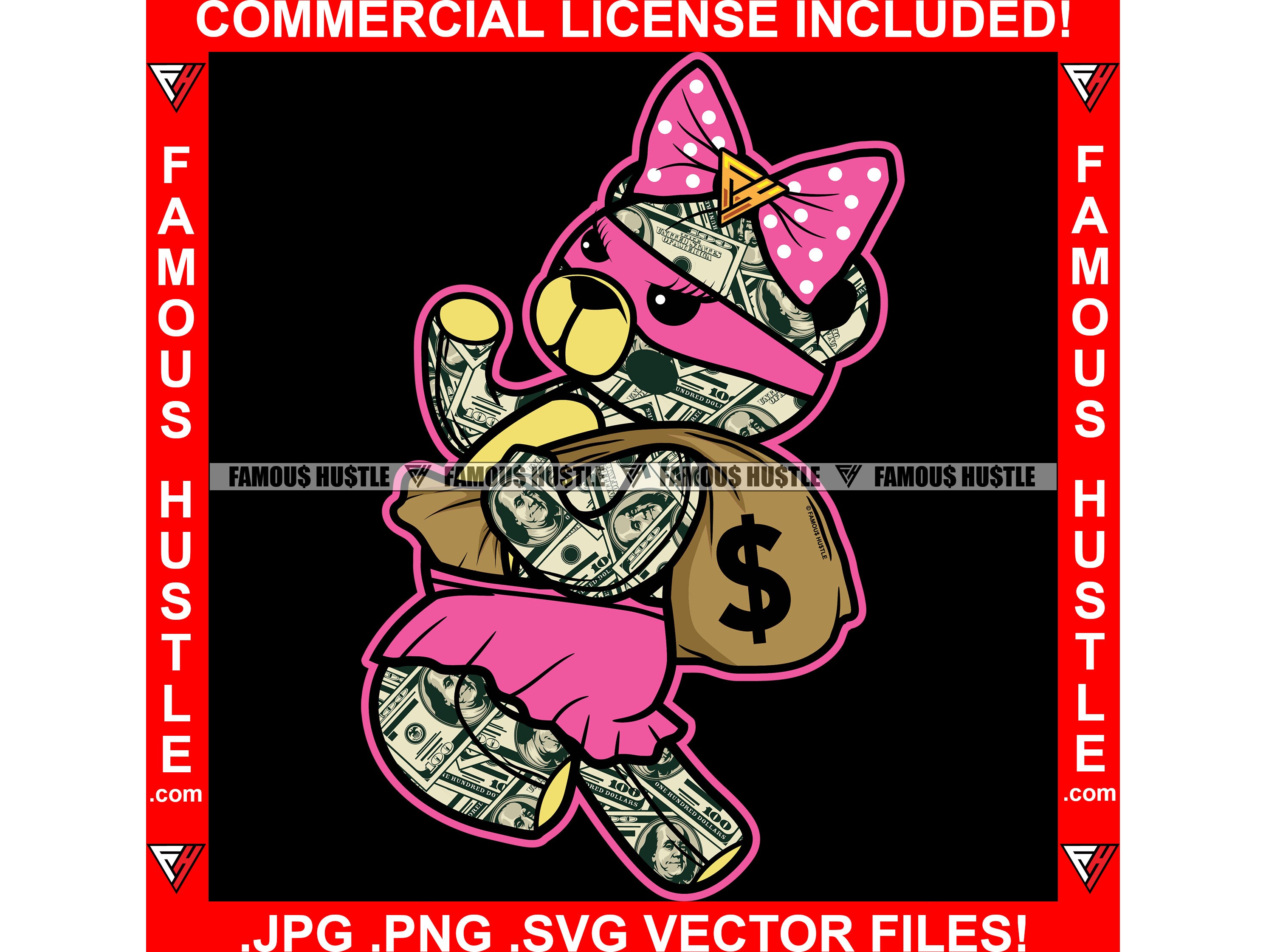 Super Cute Hustle Gangster Hustle Female Teddy Bear Pink Burglar Mask ...