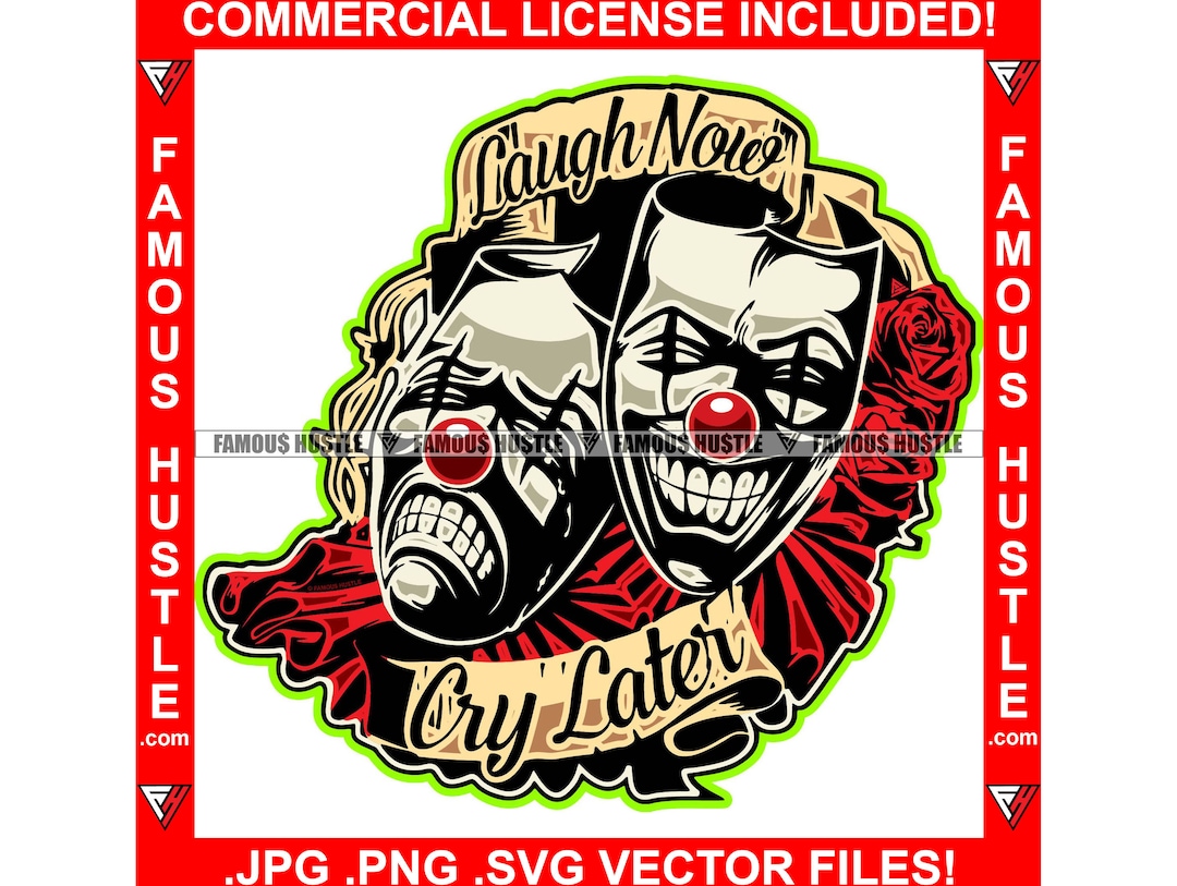 Laugh Now Cry Later Gangster Hustle Clown Mask Grin Trap - Etsy