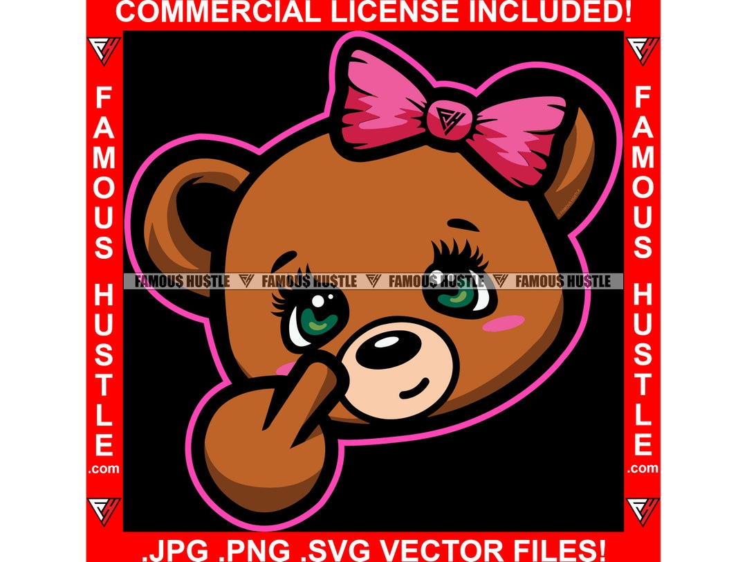 Hustle Teddy Bear Showing Middle Finger Bow Rap Hip Hop Rapper Plug ...