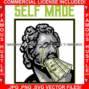 Self Made Gangster Statue Biting Money Stack Green Slime Dripping Drip ...