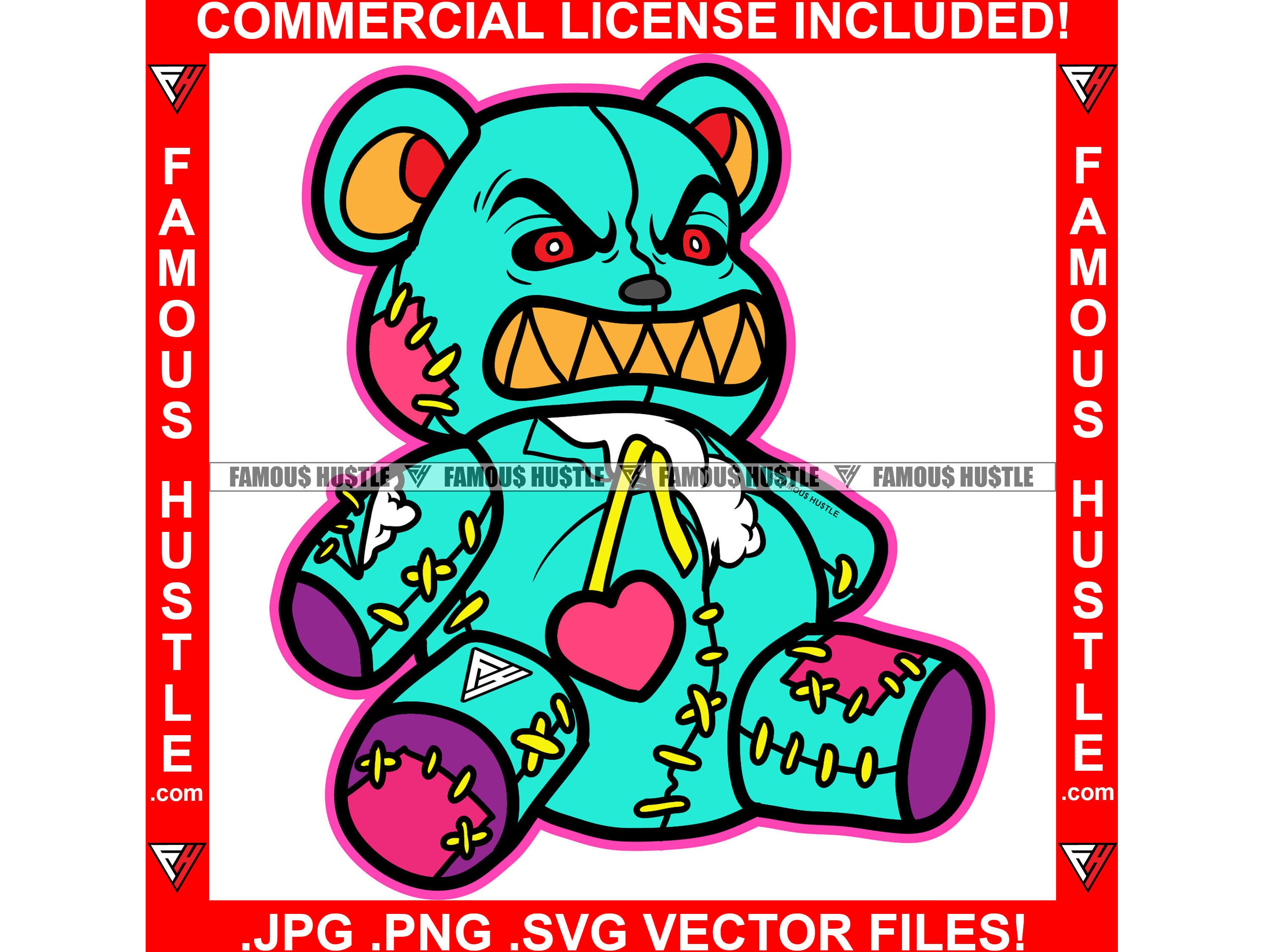 Angry Gangster Horror Teddy Bear Stitched Head Torn Body Gold - Etsy