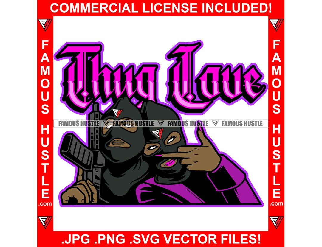 Thug Love Gangster Couple Holding Machine Gun Wearing Ski Mask Trap ...